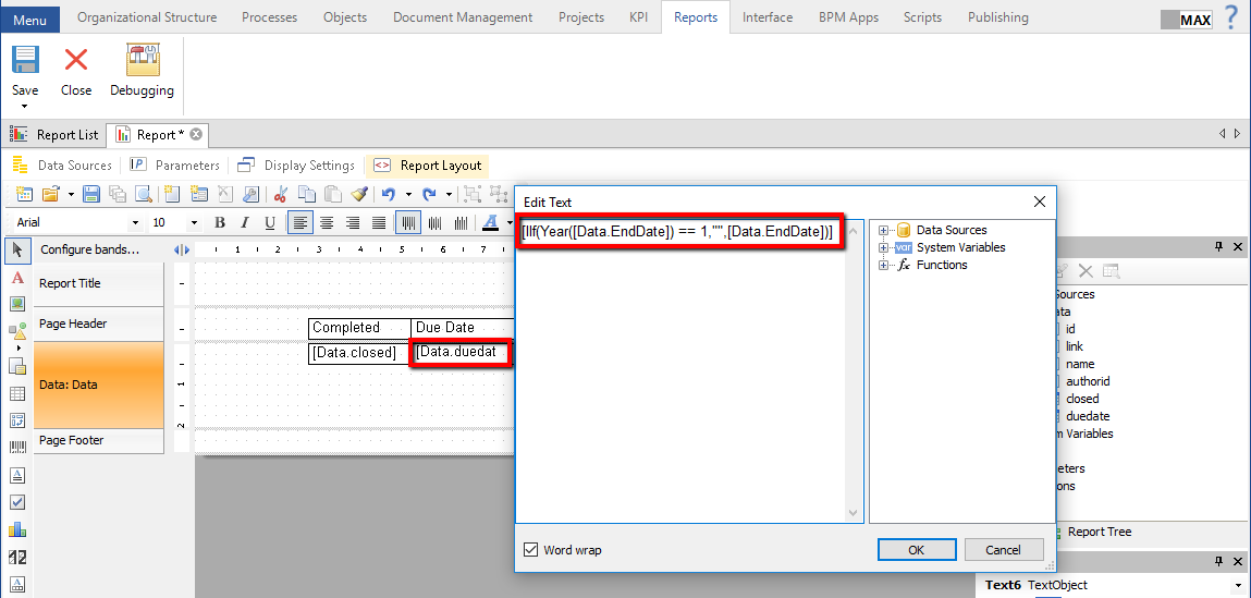Hiding empty dates in a FastReport-based report