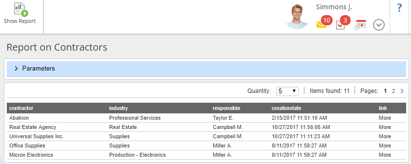 Example of creating a complex report