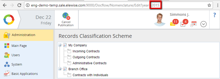 Creating a records classification scheme for the previous year