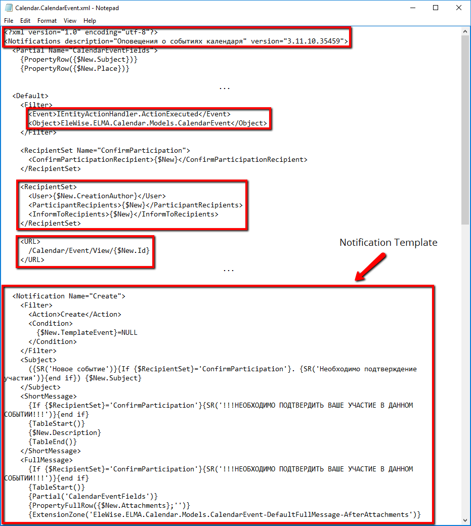 Creating an sms notification template